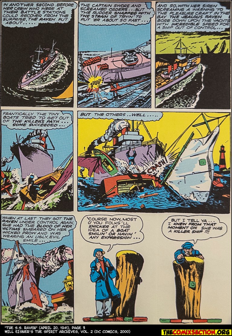 The Spirit (April 20, 1941) “The S.S. Raven” – The Stop Button